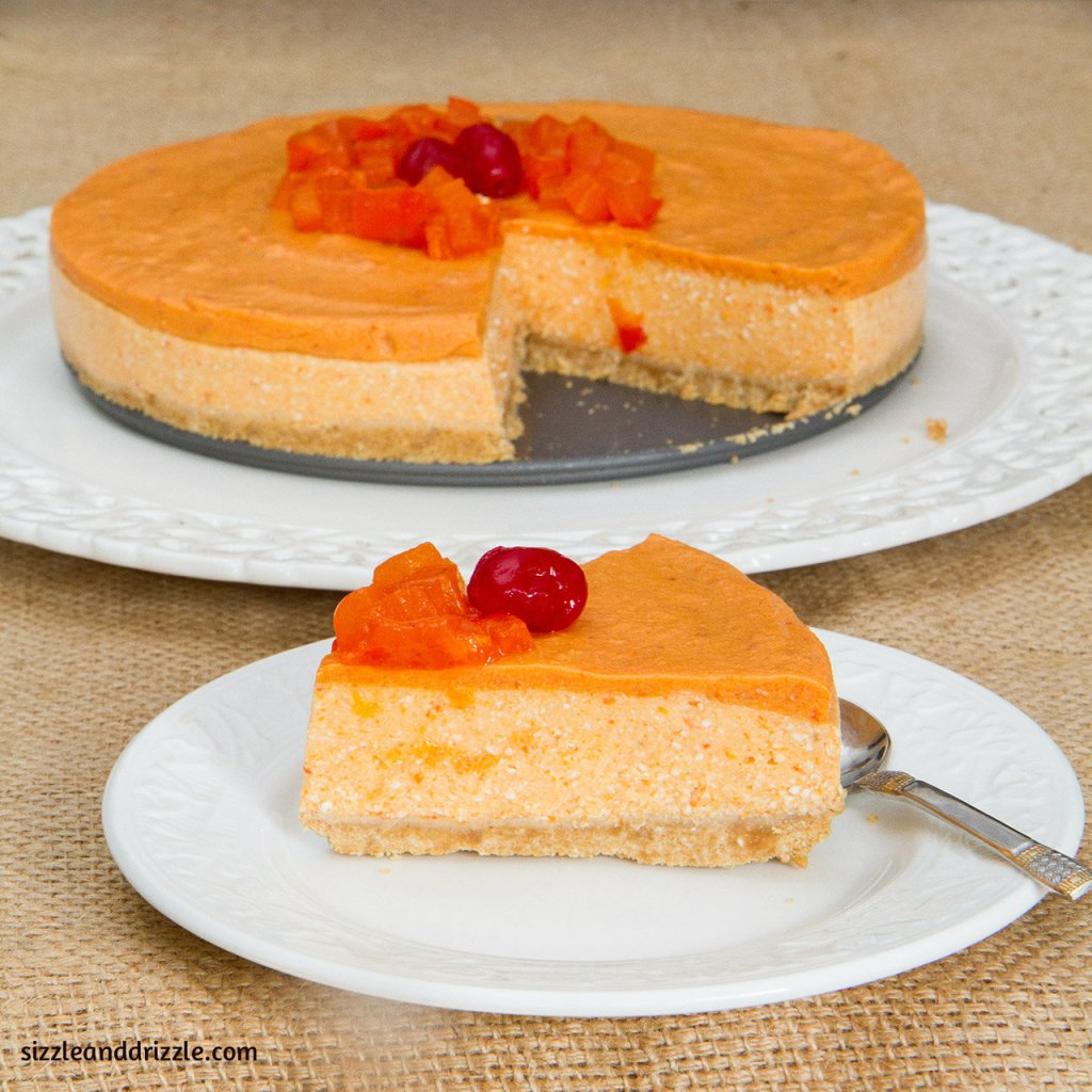 Persimmon Eggless No-bake cheesecake – Sizzle and Drizzle